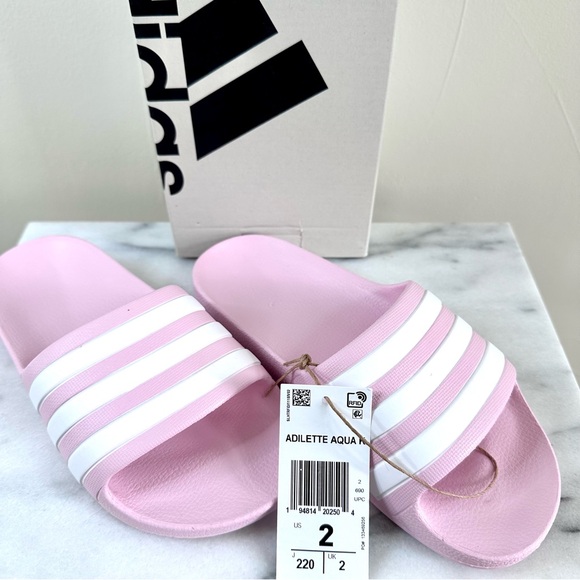 adidas | Shoes | Adidas Adilette Aqua K Light Pink Girl Slides Size 2 ...